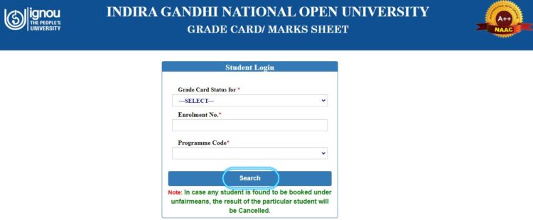 IGNOU Grade Card 2026: Type, Status, Process and Links